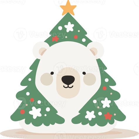 Cute Christmas Bear In Flat Style Isolated On Background 25664694 Png