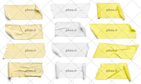 عکس با کیفیت نوار چسب های چسبیده به پس زمینه سفید عکس با کیفیت و