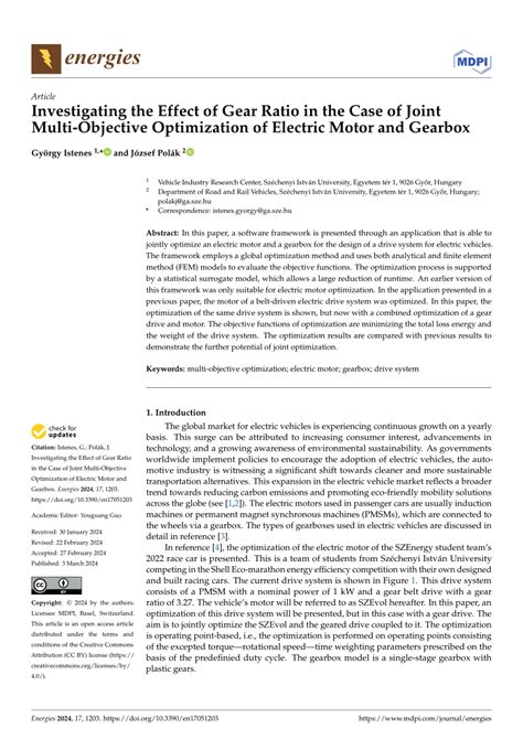 Pdf Investigating The Effect Of Gear Ratio In The Case Of Joint Multi Objective Optimization