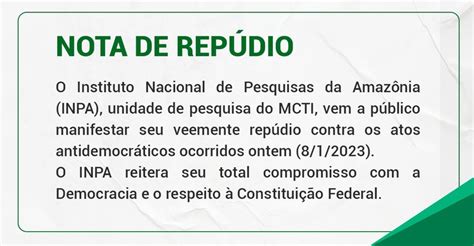 Nota De Repúdio — Instituto Nacional De Pesquisas Da Amazônia Inpa