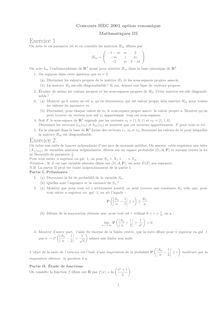 Mathématiques III 2001 Classe Prepa HEC ECO HEC à lire en Document