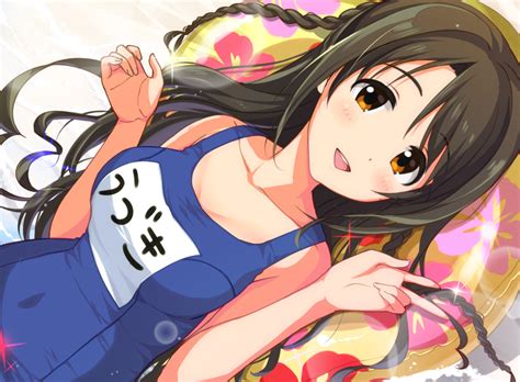 Safebooru 1girl Bare Shoulders Blush Braid Breasts Brown Eyes Brown
