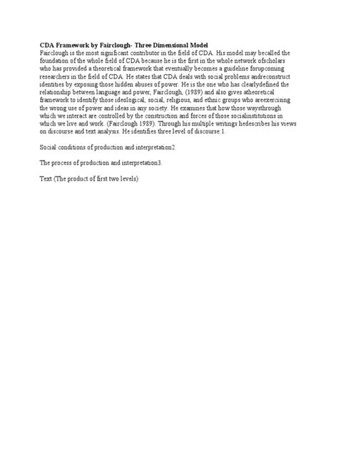 Cda Framework By Fairclough Pdf