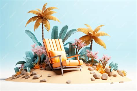 Premium Photo Summer Holiday Vacation And Tropical Beach Tree Background 3d Illustration