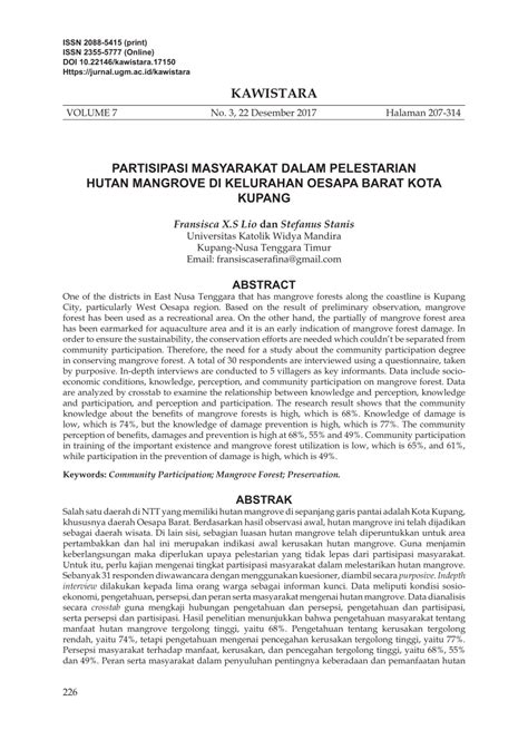 PDF PARTISIPASI MASYARAKAT DALAM PELESTARIAN HUTAN MANGROVE DI