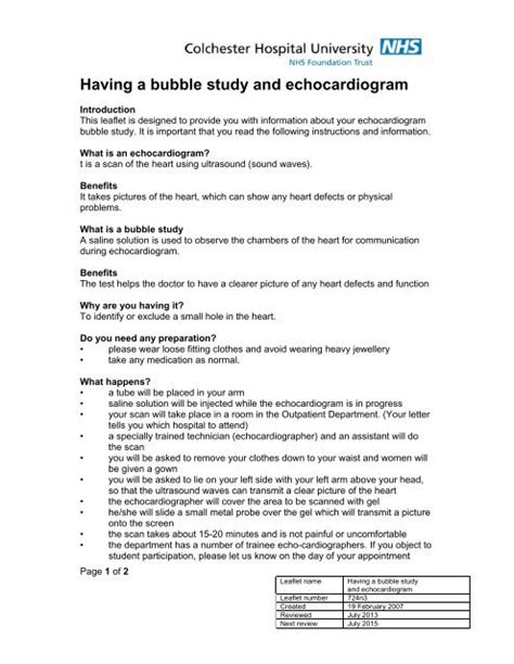 Having A Bubble Study And Echocardiogram
