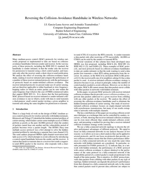 Pdf Reversing The Collision Avoidance Handshake In Wireless Networks