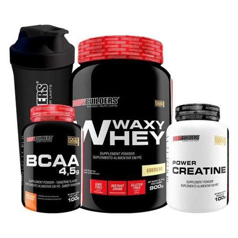 Kit Whey Protein Waxy Whey 900g Power Creatina 100g Bcaa 100g