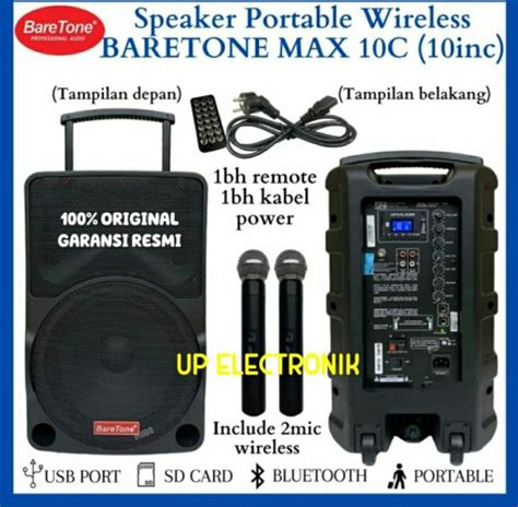 Speaker Portable 10 Inch Baretone Max10c Usb Mp3 Bluethooth Original