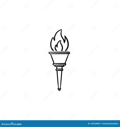 Icono Dibujado Mano Del Garabato Del Esquema De La Antorcha Ilustración