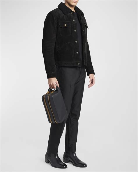 Tom Ford Mens Soft Leather Double Zip Toiletry Bag Neiman Marcus