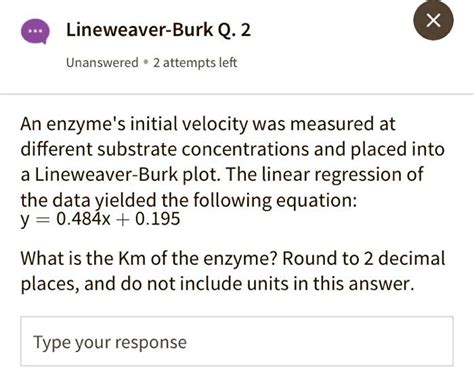 Solved An Enzymes Initial Velocity Was Measured At Different Substrate Concentrations And