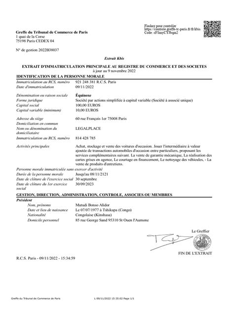 Extrait Kbis Pdf