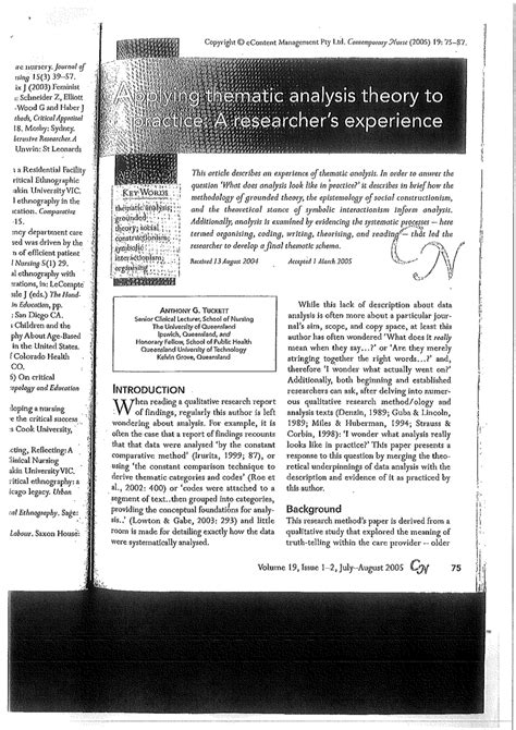 pdf applying thematic analysis theory to practice a researcher s