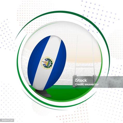 럭비 공에 엘살바도르의 국기입니다 엘살바도르의 국기가 있는 둥근 럭비 아이콘 Championship에 대한 스톡 벡터 아트 및 기타 이미지 Championship 경쟁