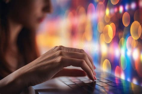 Seo Woman Typing On Laptop Keyboard Conducting Web Search For Data And Information Exploration