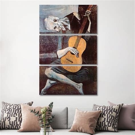 Icanvas The Old Guitarist By Pablo Picasso 3 Piece Canvas Wall Art