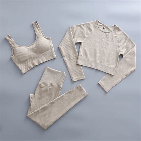 Seamless Yoga Set Ribbed Workout Outfits For Women 23 Piece Sport Bra