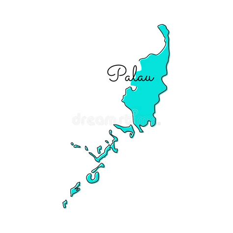 Palau Vector Map Isolated On White Background High Detailed Black