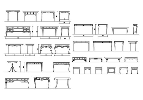 Multiple Front Door Console Tables Blocks Cad Drawing Details Dwg File Cadbull