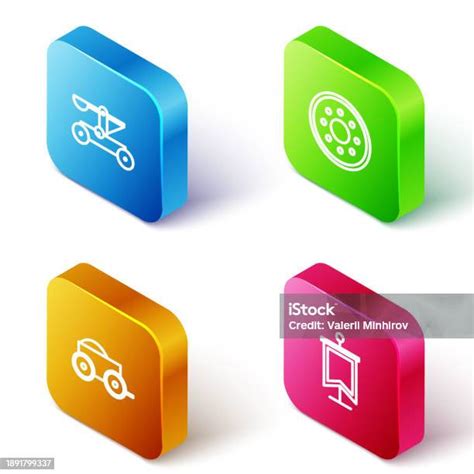 아이소 메트릭 라인 투석기 사격 돌 둥근 나무 방패 나무 4 륜 카트 및 중세 깃발 아이콘을 설정합니다 벡터 3차원 형태에 대한 스톡 벡터 아트 및 기타 이미지 Istock