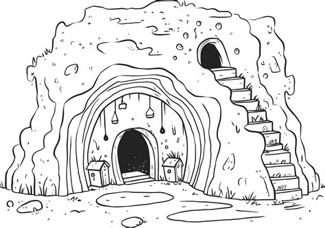 Historia Dibujos Animados Para Colorear Dibujo Cueva Para Colorear