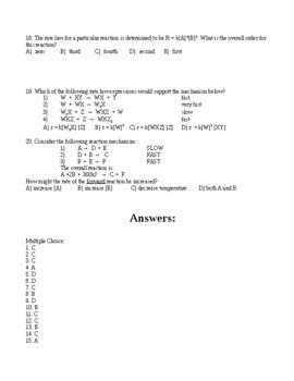 QUIZ REACTION RATES Quiz Grade Chemistry Quiz WITH ANSWERS Ver
