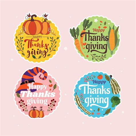 Colorful Thanksgiving Sticker Or Label Pack Vector Art At Vecteezy