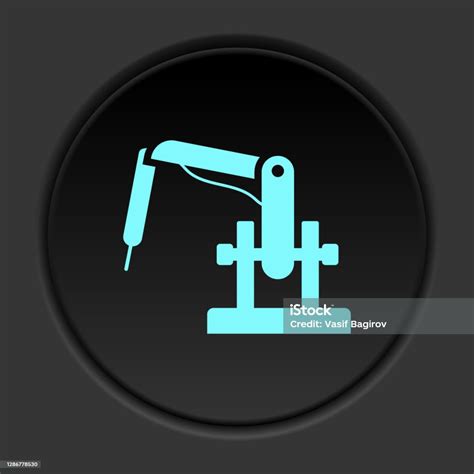 다크 버튼 아이콘 로봇 기술 산업 공장 응용 프로그램 일러스트를 위한 버튼 배너 라운드 배지 인터페이스 개념에 대한 스톡 벡터 아트 및 기타 이미지 Istock