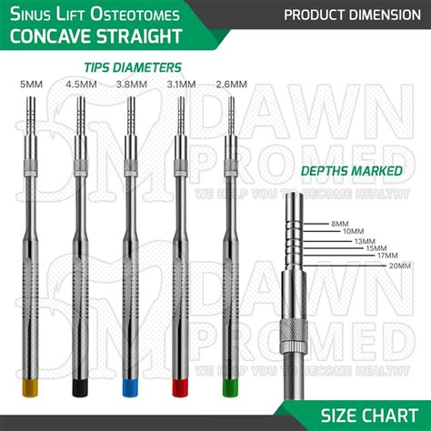 10 Pcs Sinus Lift Osteotomes Set Str And Ang Concave Tips Dental Implant