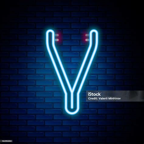 빛나는 네온 라인 의료용 핀셋 아이콘은 벽돌 벽 배경에 분리되어 있습니다 의학과 건강 해부학 적 핀셋 다채로운 개요 개념입니다 벡터 갈고리 발톱에 대한 스톡 벡터 아트 및