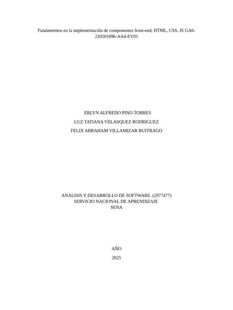 Fundamentos En La Implementación De Componentes Front End Html Css Js Ga6 220501096 Aa4 Ev01
