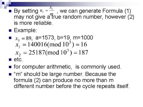 Chapter 3 Generating Uniform Random Variables Generating Uniform