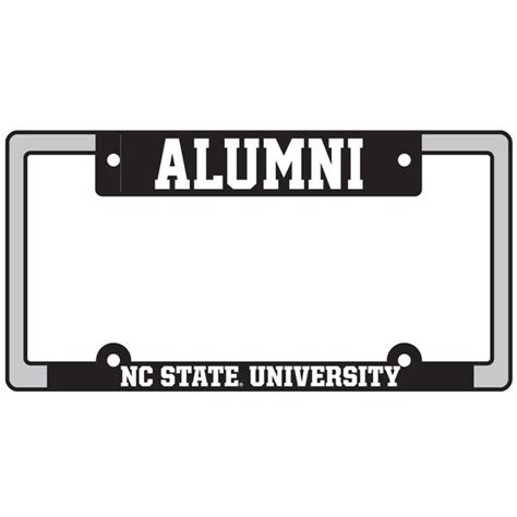 Alumni Plastic Auto Frame Brushed Aluminum Sides Wolfpack
