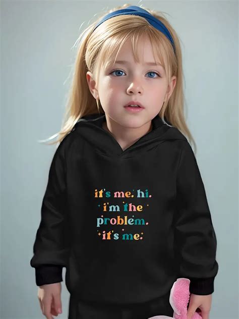 Hi Problem Print Girls Casual Hoodie Long Sleeve Temu United Emirates