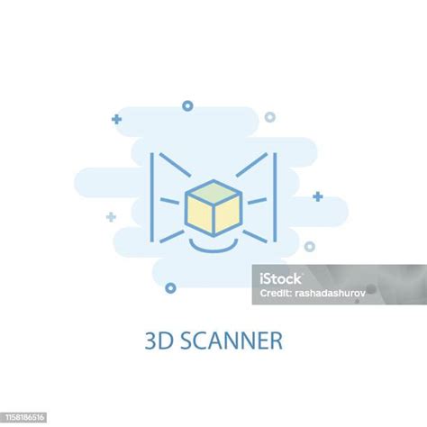 3d 스캐너 라인 개념 간단한 선 아이콘 컬러 일러스트 3d 스캐너 기호 평면 디자인입니다 Ui Ux에 사용할 수 있습니다 3차원 형태에 대한 스톡 벡터 아트 및 기타
