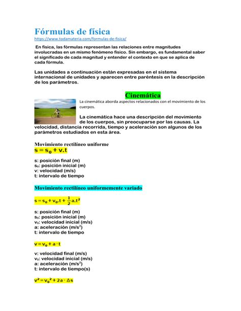Formulas De Fisica