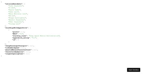 Star Wars API Data Transform Exercises Forked Codesandbox