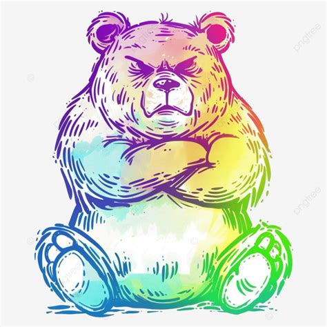 무지개 그라데이션 선 그리기 무례한 만화 곰 무례한 혀 몸짓 Png 일러스트 및 이미지 에 대한 무료 다운로드 Pngtree