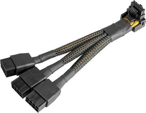 16pin Gpu Cable To 3x 8 Pin Pcie Extension 16awg Pcie 5 0 12vhpwr 600w 90 Degree Right Angle