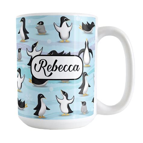 Personalized Penguin Parade Pattern Mug Amys Coffee Mugs