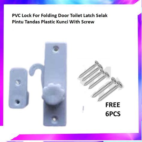1pc Pvc Lock For Folding Door Toilet Latch Selak Pintu Tandas Plastic