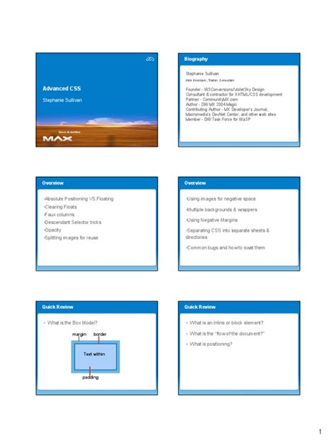 Advanced Css Biography Pdf Cascading Style Sheets Page Layout