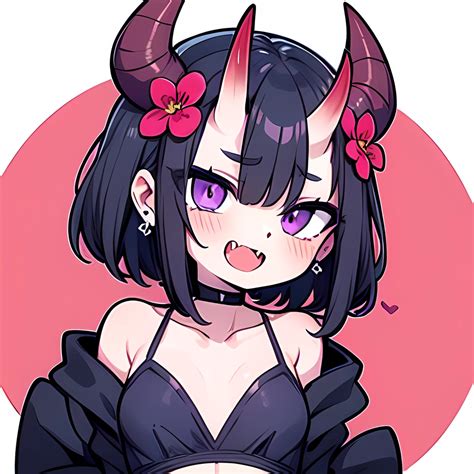 Shuten Douji Fate 1girl Blush Bob Cut Breasts Collarbone Earrings Fang
