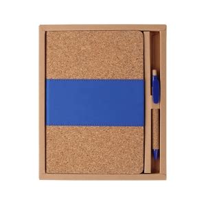 Set de libreta y bolígrafo o pluma de corho y PU promocionales EX 066