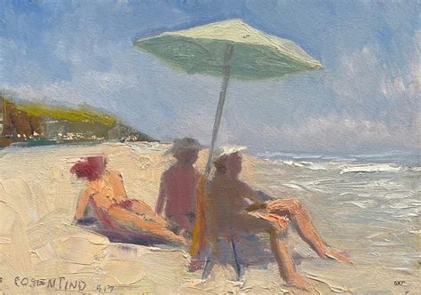 Steve Cohen Beach Series F417 Green Umbrella And Threesome For Sale