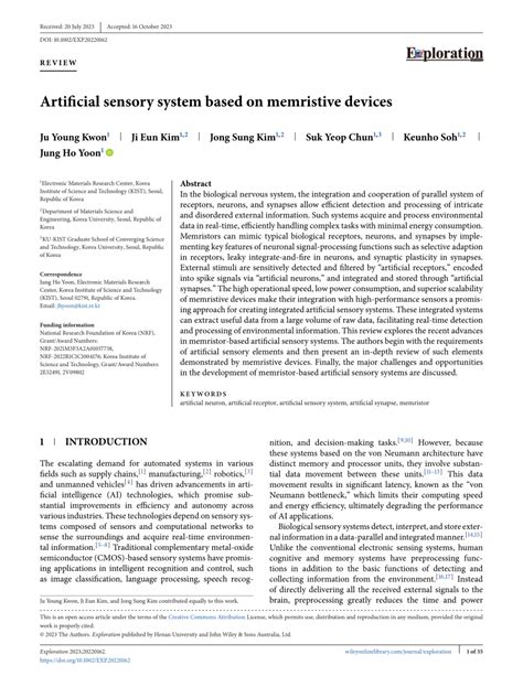 Pdf Artificial Sensory System Based On Memristive Devices