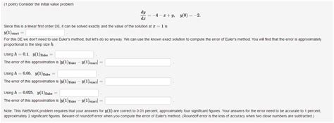 solved consider the initial value problem dy dx 4 x