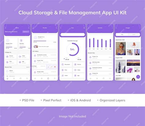 Premium PSD | Cloud Storage and File Management App UI Kit