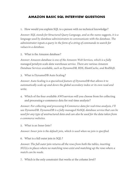 Amazon Basic Sql Interview Question 1657002369 Pdf